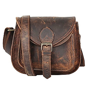 vintage crafts Buffalo Leather Crossbody Satchel Ladies Travel Women Shoulder Bag Genuine Tote Purse Dark Brown