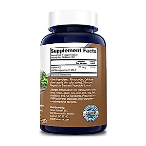 NusaPure Vitamin K2 MK7 120 mcg 200 Veggie Caps (Non-GMO, Vegan & Gluten Free)