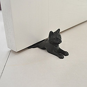 Cast Iron Door Stop - Decorative Rustic Door Stoppers - Stop Your Bedroom, Bath and Exterior Doors 2.5x6.1"(Black with Brown-Cat) …