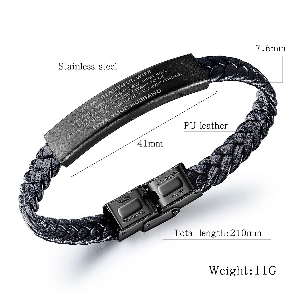 DARIN GIFT To My Beautiful Wife Braided Leather Bracelet From Husband - I May Not Be Your First Date - Engagement Wedding Valentines Day Christmas Birthday Gifts For Her Women, Engraved Bracelet