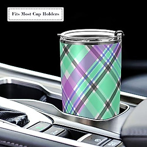 Amooorous Neon Colored Grid Stainless Steel travel cups Leak-proof Lid and Straw travel travel mugs insulated for hot for café aesthetic tumbler with lid and straw vaso para cafe termica 20oz