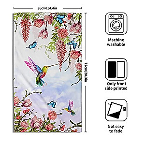 Pink Floral Hand Towels Set of 2 Hummingbird Butterfly Soft Absorbent Guest Bath Towel Kitchen Dish Towel Spa Home Bathroom Decorations