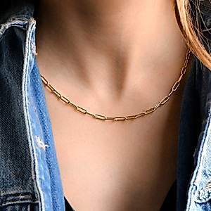 Jewelry Affairs 14k Yellow Real Gold Paperclip Chain Necklace, 3mm (18.0 Inches)