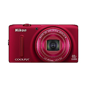 Nikon COOLPIX S9500 Wi-Fi Digital Camera with 22x Zoom and GPS (Red) (OLD MODEL)