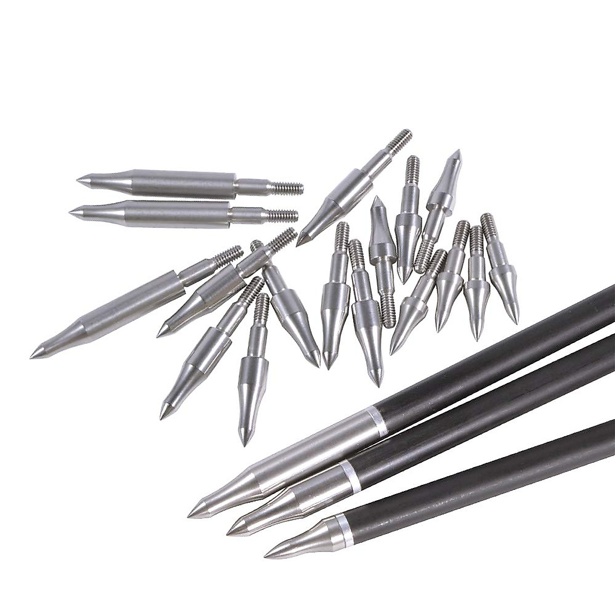 SHARROW 12 pcs Archery Field Points 75/100/125/150/200/250/300 Grain Broadheads Target Practice Field Tips Hunting Arrow Tip Screw-in Arrowhead for Recurve Compound Bow Crossbow (75grain)