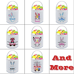 Personalized Easter Basket for Girls Boys with Handle Custom Easter Canvas Tote Bags with Name Buny Gifts