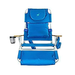 Ostrich Deluxe Padded 3-N-1 Outdoor Lounge Reclining Beach Chair, Blue (2 Pack)