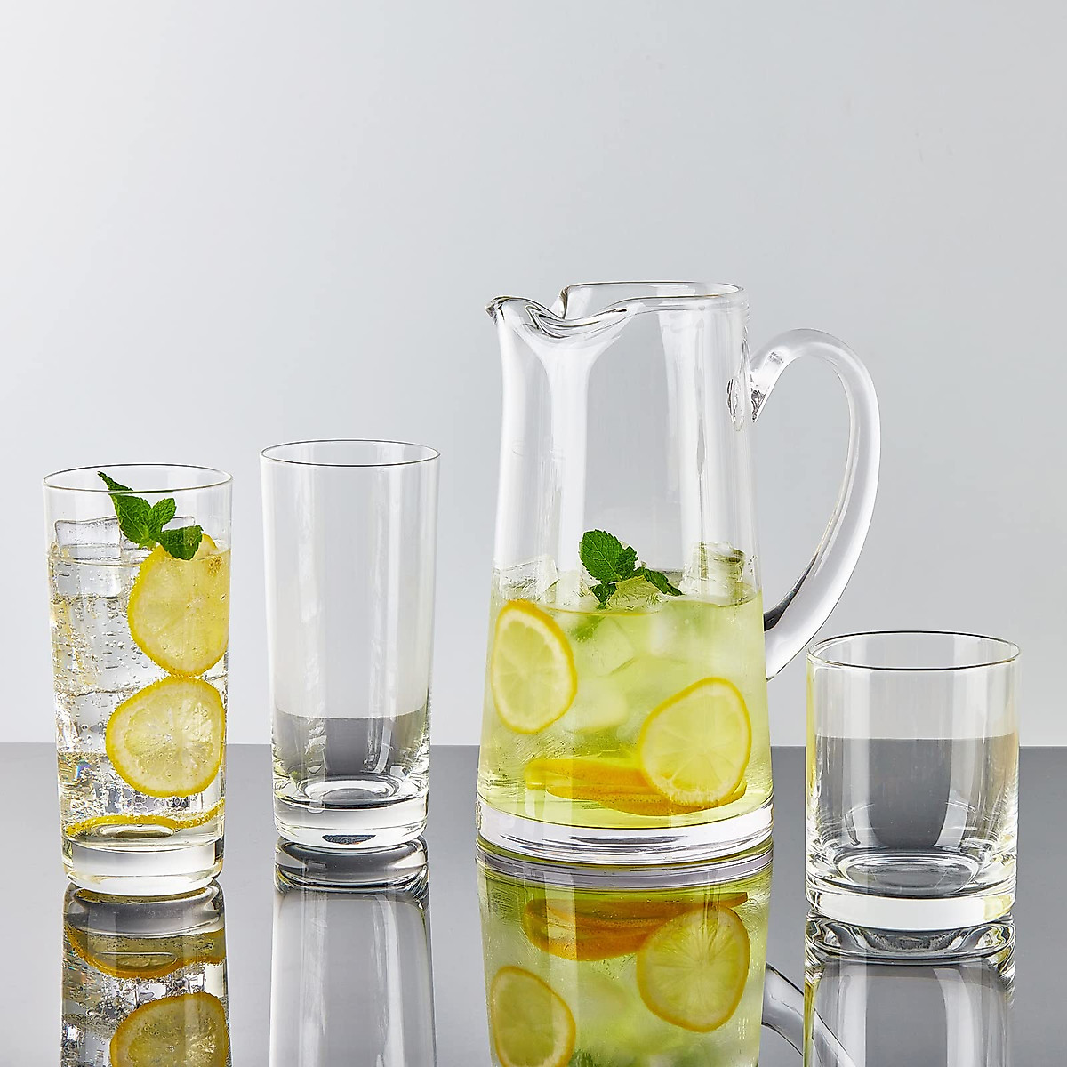 Heat-Resistant Drinking Glasses Set of 6 Double Fashioned Glass Lowball Tumblers 16oz Made From Premium Borosilicate All Crystal-Clear Water Cups, Mixed Drinkware For Daily Use - CL Count (Pack 1)