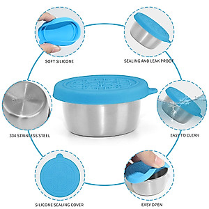 6x1.4 oz Reusable Salad Dressing Container To Go, Fits in Bento Box for Lunch, Stainless Steel Condiment Containers with Silicone Lids, Easy Open Leakproof, Rainbow Color Small Dipping Sauce Cups Set