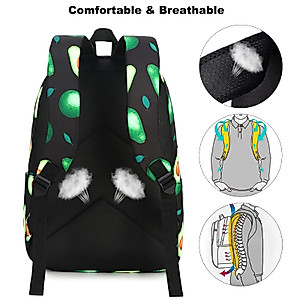 Esfoxes Avocado School Backpack for Girls, Kids Teens School Bags Bookbags Set with Lunch Bag Pencil Bag