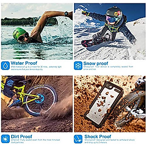 iPod Touch 7 Case Waterproof, DINGXIN IP68 Certified Waterproof Shockproof Dirtproof Snowproof Rugged Case for iPod Touch 7th Generation 2019 (Black)