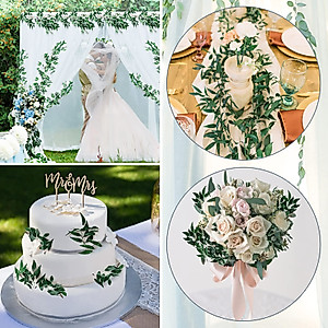 ANPHSIN 5 Pack (28ft) Artificial Willow Leaves Vines Twigs- Fake Silk Hanging Willow Plant Greenery Garland String for Indoor Wedding Party Crowns Wreath Decor, Outdoor Wall Garden Decoration