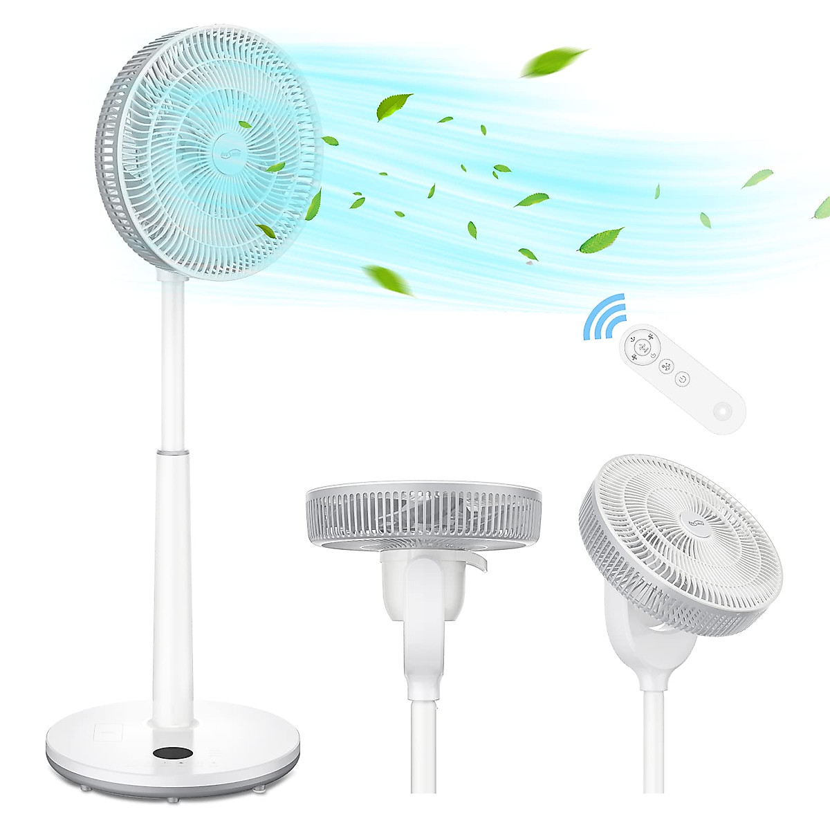 Housmile Oscillating Fan, 12 inch Quiet Standing Fan, Adjustable Height 3 Wind Modes 12 Speed and 9-Hour Timer Floor Fan with Remote, Pedestal Fan for Home Bedroom