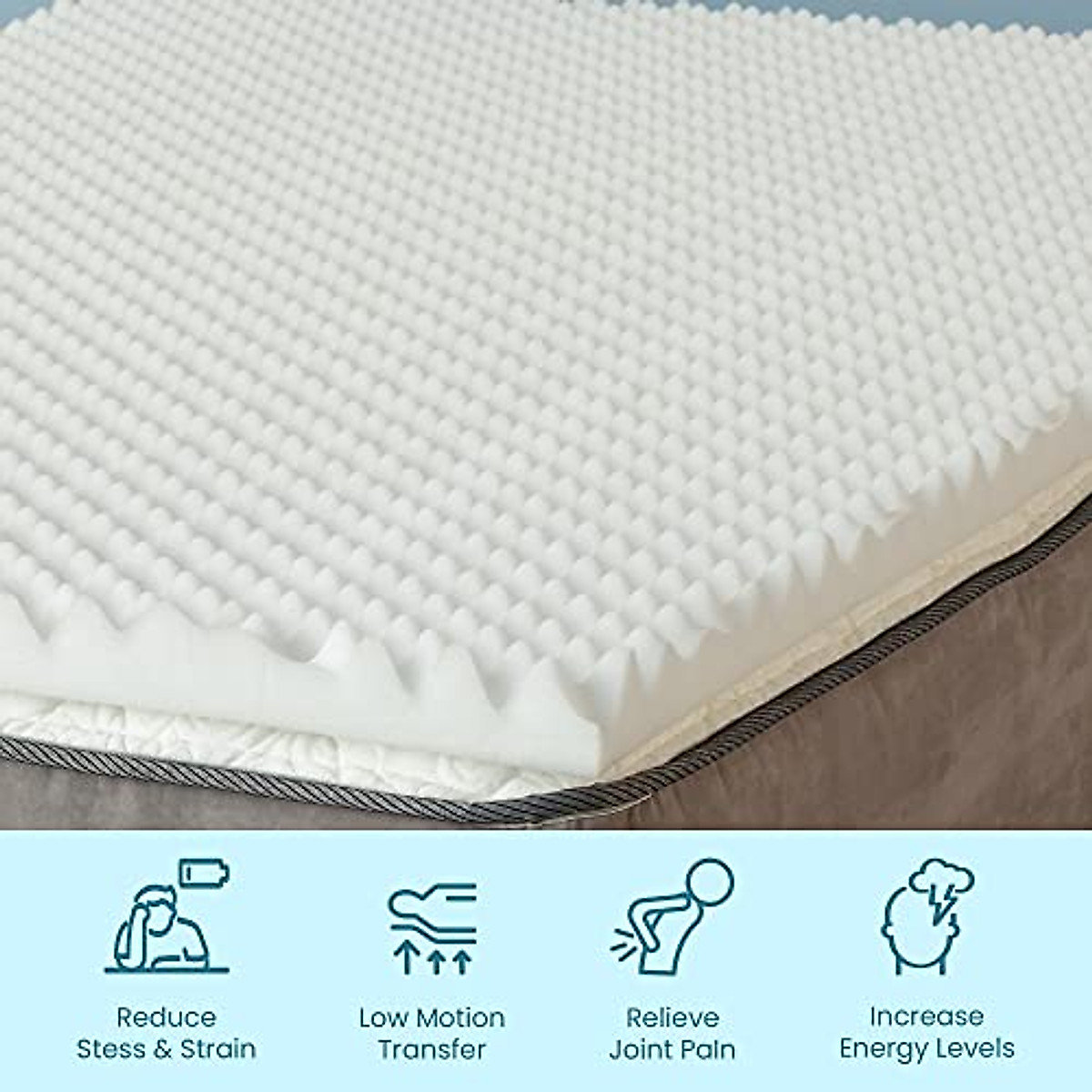 Zutan 2-inch Comfortable Convoluted Egg Shell Breathable Foam Bed Topper | Help Reduce Back Pain and Improve Sleeping Posture, Relaxing Orthopedic Mattress Toppers with Optimum Support, Full, White