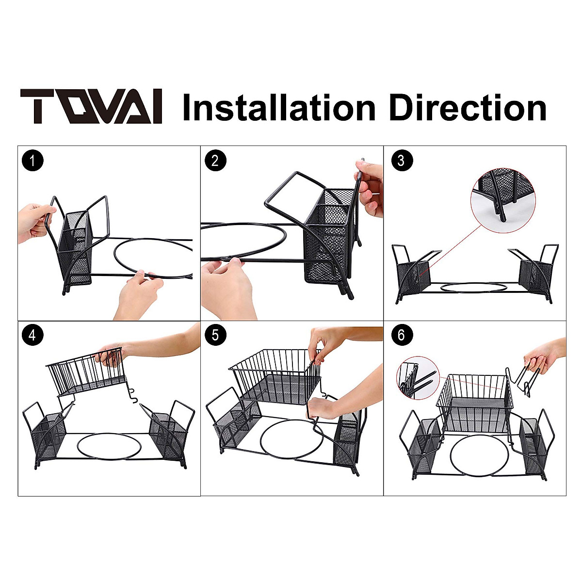 TQVAI 2 Tier Buffet Caddy Silverware Flatware Organizer with Mug Holder for Plates, Utensils, Napkins - Ideal for Kitchen, Dining, Entertaining, Parties, Picnics, Black