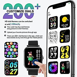 chalvh Smart Watch, 1.69-Inch Touch Screen Smart Watches for Men Women, 12 Sports Modes Activity Tracker with Sleep and Heart Rate Monitor, IP68 Waterproof Fitness Watch for Android iOS