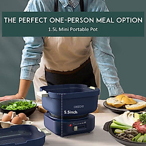GREECHO 1.5L Electric Hot Pot with Grill, Non-Stick MIni Pot with 4 Mode Multifunction, Frying Pan, Steamer and Noddle Cooker, 4 Temperature Control Electric Pot with 2 Voltage Conversion