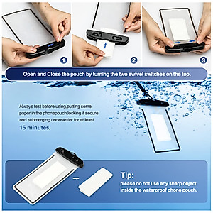 YSSOA Waterproof Cell Phone Pouch Case 2 Pack Universal Waterproof Phone Dry Bag iPhone 13 12 11 Pro Max Mini XS Max XR X 8 7 6S, Samsung Galaxy, Up to 7.0'', Black