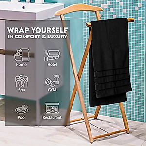 Utopia Towels 4 Pack Premium Viscose Oversized Bath Towels Set, 100% Ring Spun Cotton (27 x 54 Inches) Highly Absorbent, Quick Drying Shower Towels for Bathroom, Spa, Hotel and Travel (Black)