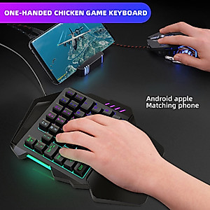 ViewHope 1 Handed RGB Mechanical Gaming Keyboard, Gaming Keypad, RGB Backlit 35 Keys Portable Mini Gaming Keypad,Customizable RGB Lighting, Classic Black