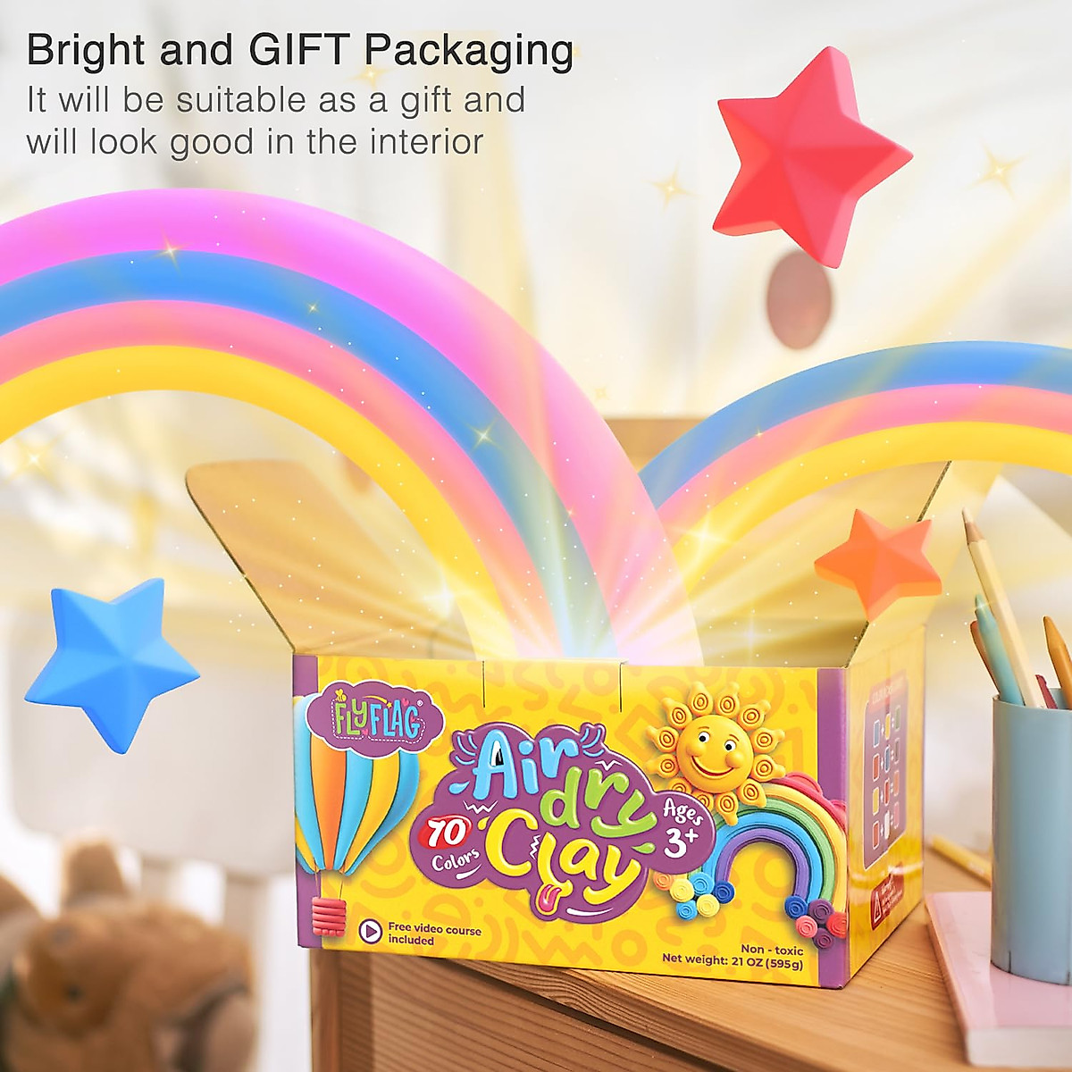 Air Dry Clay 36 Colors, Soft & Ultra Light, Modeling Clay for Kids with Accessories, Tools and Tutorials