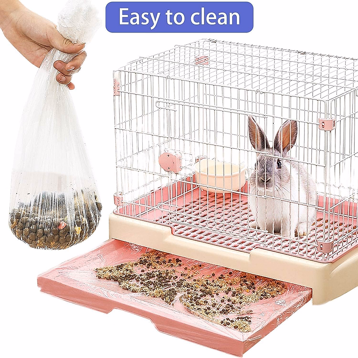 upcessory 100 pcs Disposable Cage Liners, Clear Plastic Rabbit Cage Liner Bag, Universal Toilet Film for Bunny, Hamster, Totoro, Hedgehog, Guinea Pig and Small Animals