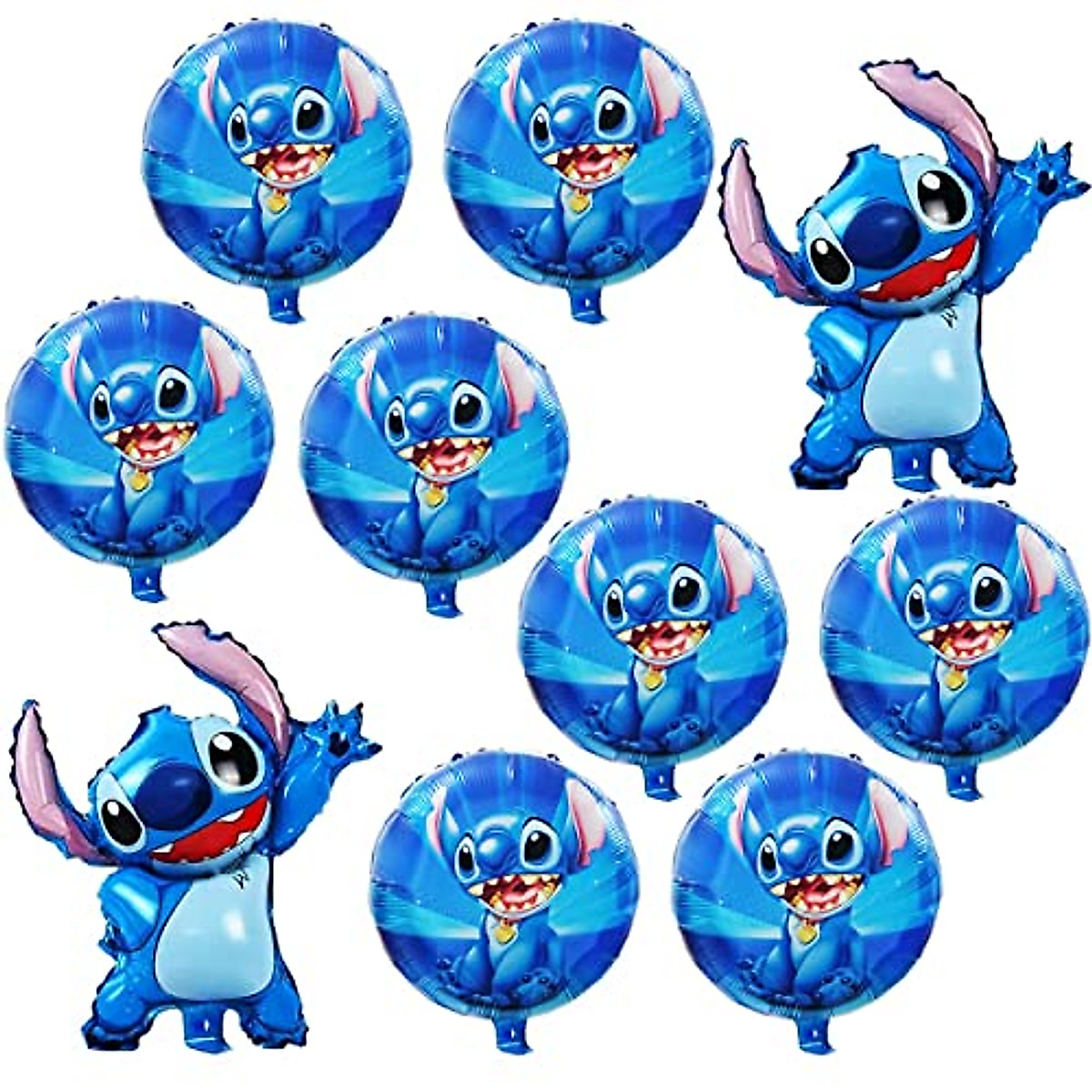 Lilo and Stitch Party Balloons Stitch Party Aluminum Film Balloons suit Stitch Birthday Party Decorations (10pcs blue）
