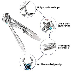 Nail Clippers for Thick Nails,Large Toenail Clippers for Ingrown Toenails or Thick Nails for Men,Women, Seniors,Adults. Professional Stainless Steel Toenail and Fingernail Clippers Set. (Red/Silver)