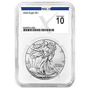 2023 No Mint Mark 2023 $1 American Silver Eagle NGCX MS10 X Label $1 NGC Good
