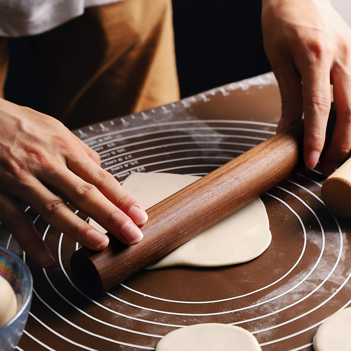 Muso Wood Small Rolling Pin for Baking,Wooden Rolling Pin 11 inches for Fondant, Pie Crust, Cookie, Pastry, Dough-Easy to Clean(Walnut)