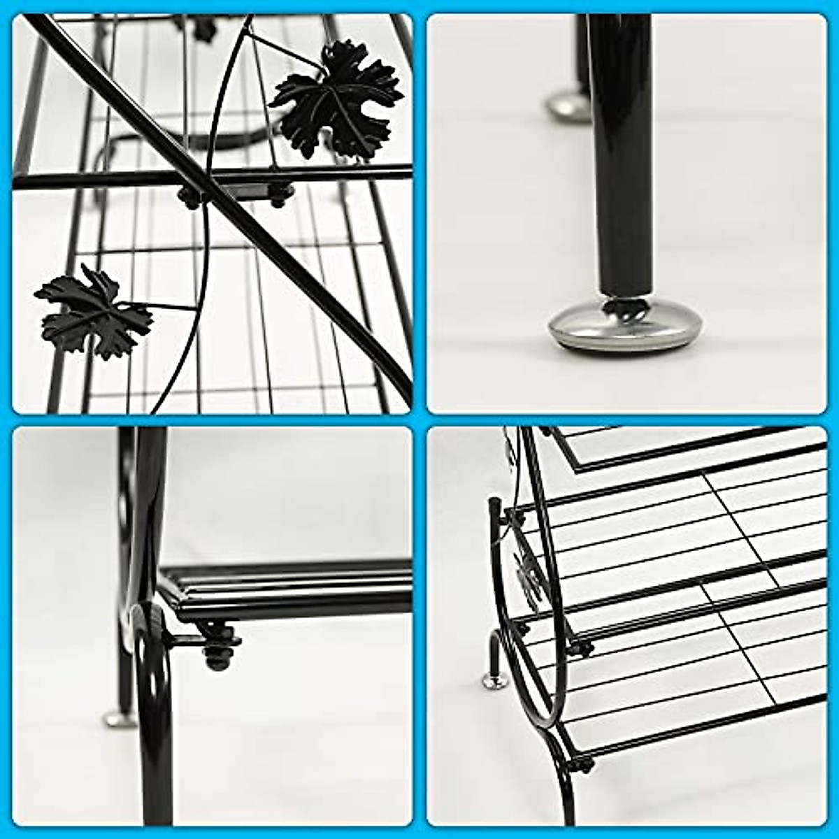 Nijoam 4-Tier Shoe Rack Storage, Metal Wire - Weatherproof Shoe Shelf Stand for Outdoor, Entryway, Organizer - Black -27inch
