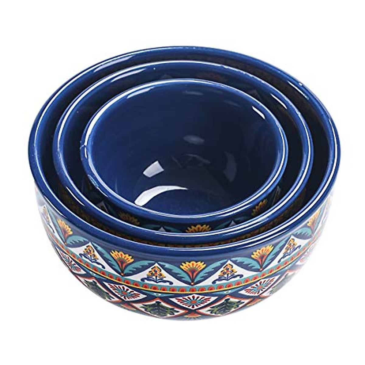 Bico Havana Ceramic Bowl with Air Tight Lid Set of 3(27oz, 18oz, 9oz each), Prep bowls, Food Storage Bowl for Salad, Snacks, Fruits, Microwave and Dishwasher Safe