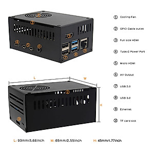 Geekworm X630-C1 Metal Case with Cooling Fan and 3pcs Aluminum Heatsink for Raspberry Pi 4 & X630 Only(Not Support C779/C790)