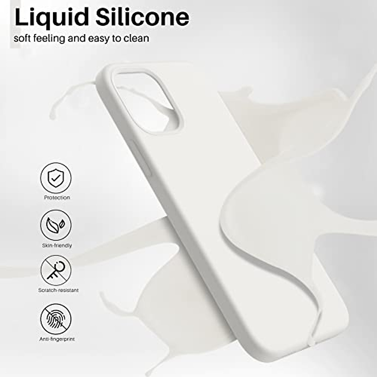 ORNARTO Compatible with iPhone 12 Case 6.1 and iPhone 12 Pro Case, Slim Liquid Silicone 3 Layers Full Covered Soft Gel Rubber Case Cover 6.1 inch-White