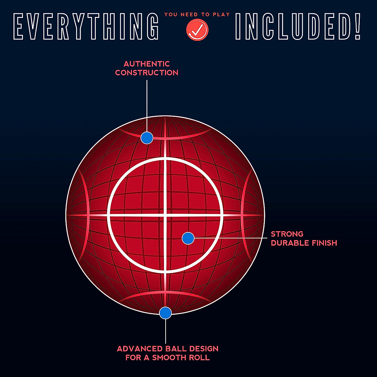 Franklin Sports Bocce Ball Set - 8 All Weather 90mm Bocce Balls, 1 Pallino and Carrying Case - Beach, Backyard Lawn or Outdoor Party Game - American Set