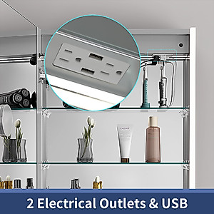 Bathlink Lighted Medicine Cabinets for Bathroom,Medicine Cabinet with Lights and Mirror,20"x32" Aluminum Left Door Medicine Cabinets, Sensor Light, 5X Mirror, Frosted Acrylic Lampshape