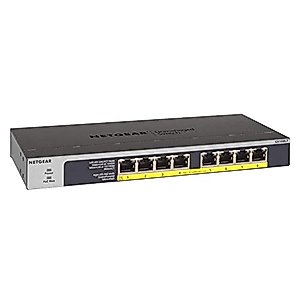NETGEAR 8-Port Gigabit Ethernet PoE Network Switch, Hub, Internet Splitter (GS108LP) - with 8 x PoE+ @ 60W Upgradeable, Desktop/Rackmount, and ProSAFE Lifetime Protection