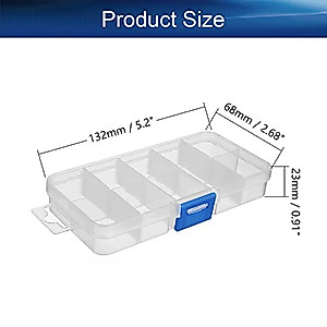 Yinpecly 2Pcs Component Storage Box 132x68x23mm Adjustable Divider 10 Grids Removable Compartment PP Organizer for Jewelry Beads Earring Container Tool Fishing Hook Small Accessories