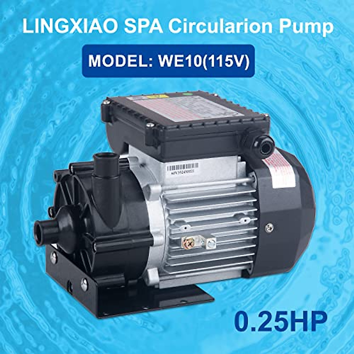 LINGXIAO WE10 SPA Circulation Pump, Hot Tub Circulation Pump, LX Pump Motor 115V, 0.25HP, 3/4" Port Compatible with OEM E5/E10 - Model: WE10(115V)