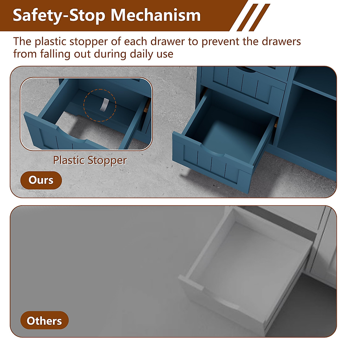 VEIKOU Bathroom Storage Cabinet with 4 Drawers, Freestanding Small Bathroom Cabinet w/Removable Shelf & Anti-Topping Design, Living Room Organizer Cabinet, Dark Teal