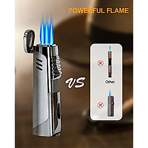 RONXS Torch Lighter, Triple Jet Flame Lighter with Punch, Refillable Windproof Pocket Butane Lighter, Ideal Gift for Men Father (Butane Gas Not Included)