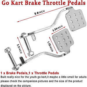 Wadoy Go Kart Brake Throttle Pedals with Automotive Steering Wheels, Upgrade 71" Cable with Return Springs Kit, Go Kart Accessories Go Kart Steering Kit