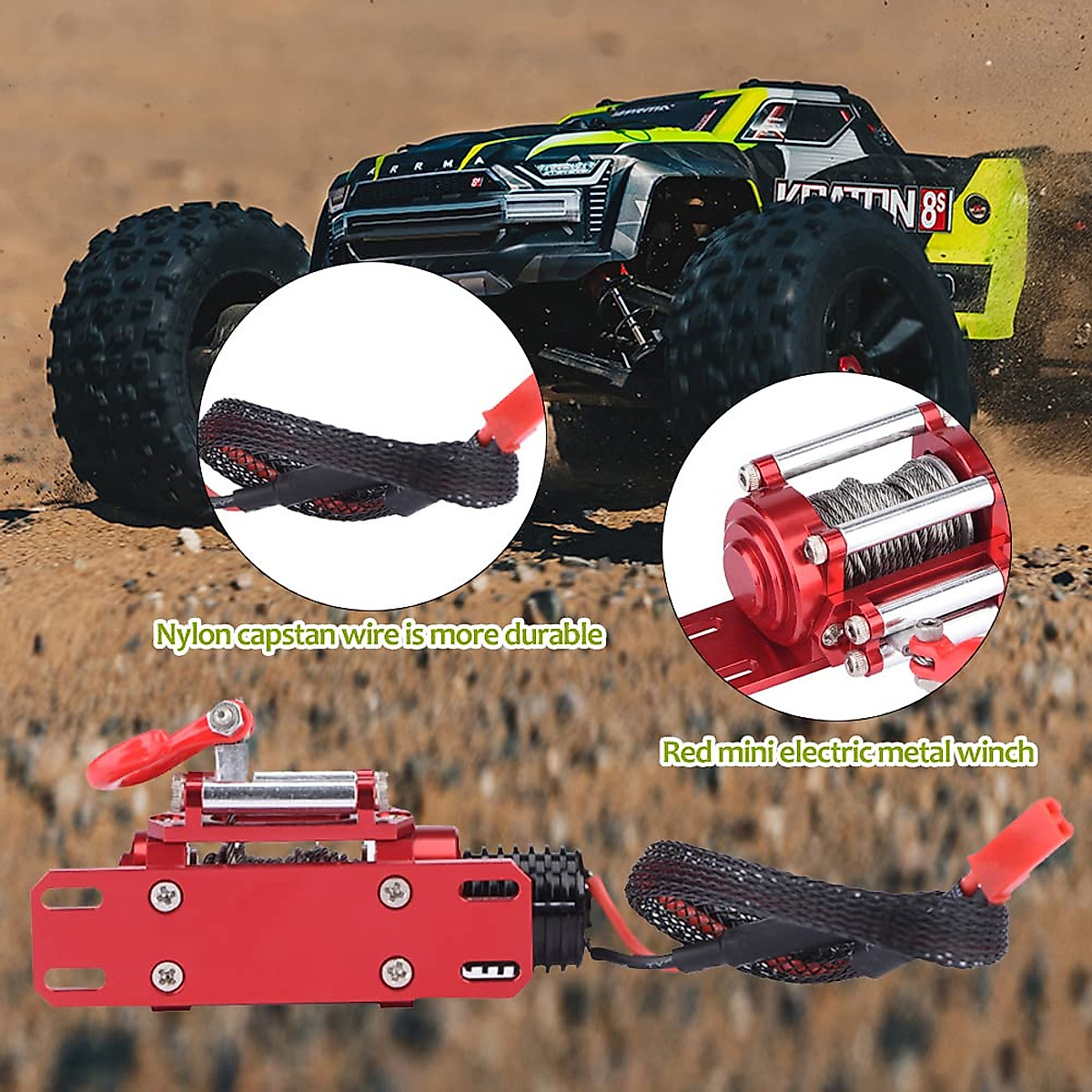 Tbest RC Car Winch, 1/10 Scale Winch Controller Simulated Toy Winch RC Model Vehicle Crawler Car Accessory for RC Crawler