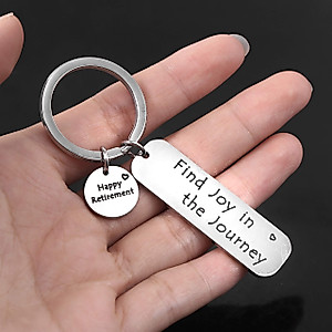 Anlive Find Joy in The Journey Keychain Happy Retirement Inspirational Gift (Silver)