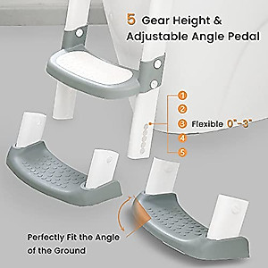Kylinton® Potty Training Seat with Step Stool Ladder, Foldable Toddler Potty Seat for Toilet 2 in 1 Potty Training Toilet for Kids, Splash Guard Comfotable and Anti-Slip Pad for Boys Girls, Grey