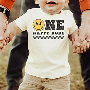 One Happy Dude 1st Birthday Matching Family Outfits for Baby Girls and Mom and Dad Natural Shirt 18 Months