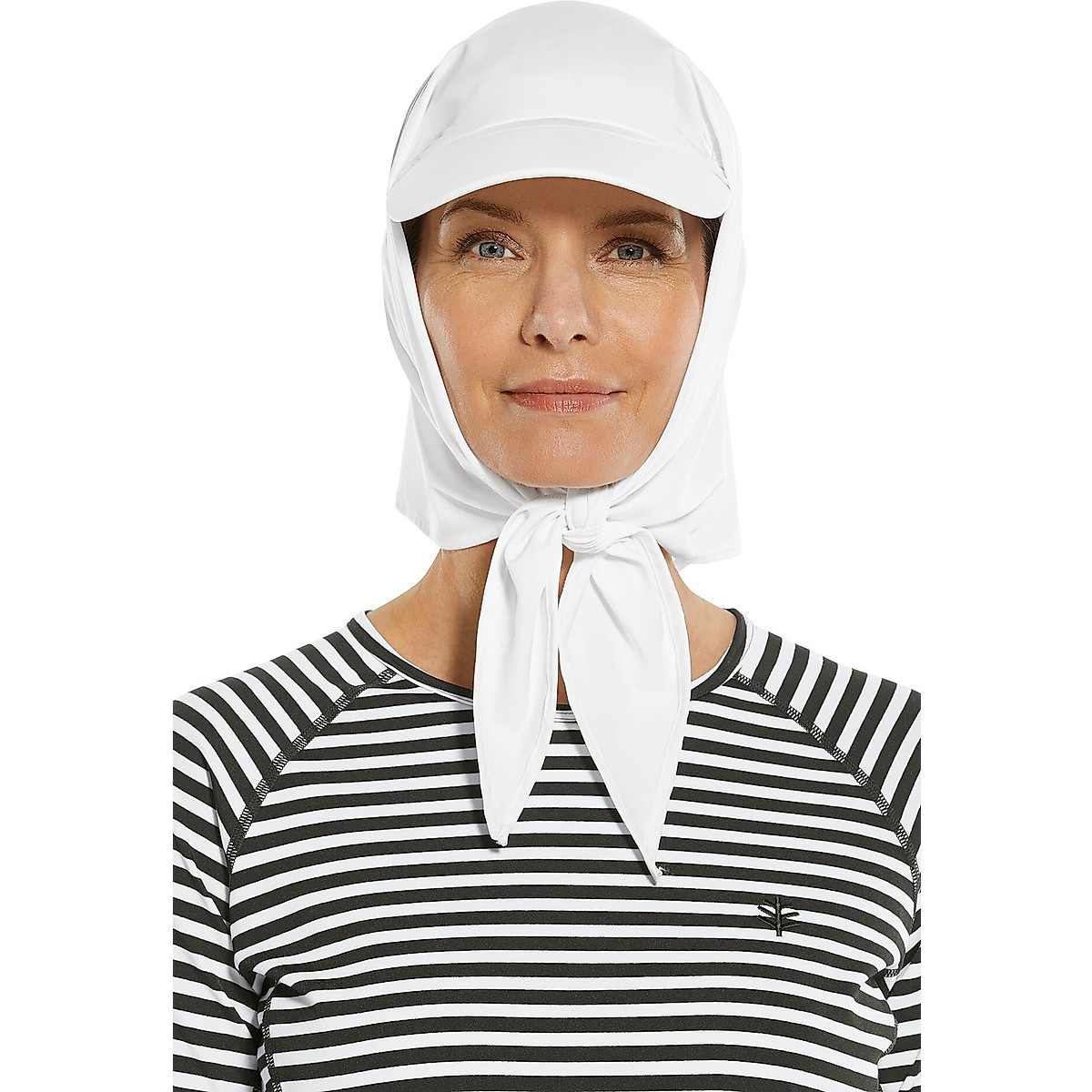 Coolibar UPF 50+ Women's Sabina Swim Scarf Hat - Sun Protective (One Size- White)