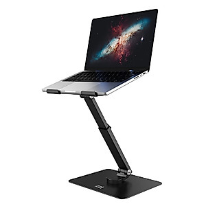 Minthouz 360 Rotating Laptop Stand for Desk - Aluminum Laptop Riser Adjustable Height up to 16.3 inch, Ergonomic Computer Stand for All Laptops 10-17 inch