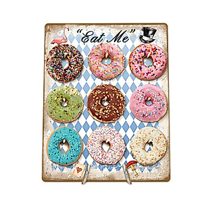 Faivykyd Alice in Wonderland Donut Wall Display Stand,Wonderland Themed Party Decorations for Weddings,Birthday & Donut Grow Up Parties,Mad Hatters Tea Party Props,Eat Me Donut Holder Fits 9 Doughnuts