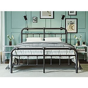FSCHOS King-Bed-Frame-with-Headboard and Footboard, 18 Inch Metal Platform King-Size-Bed-Frame, Premium Steel Heavy Duty Bed Frame King No Box Spring Needed, Easy Assembly, Black